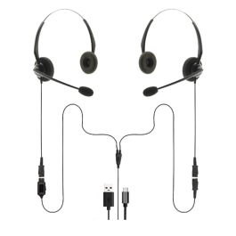 USB-A Binaural Splitter Headset Training Bundle 2 Users - PMC Telecom